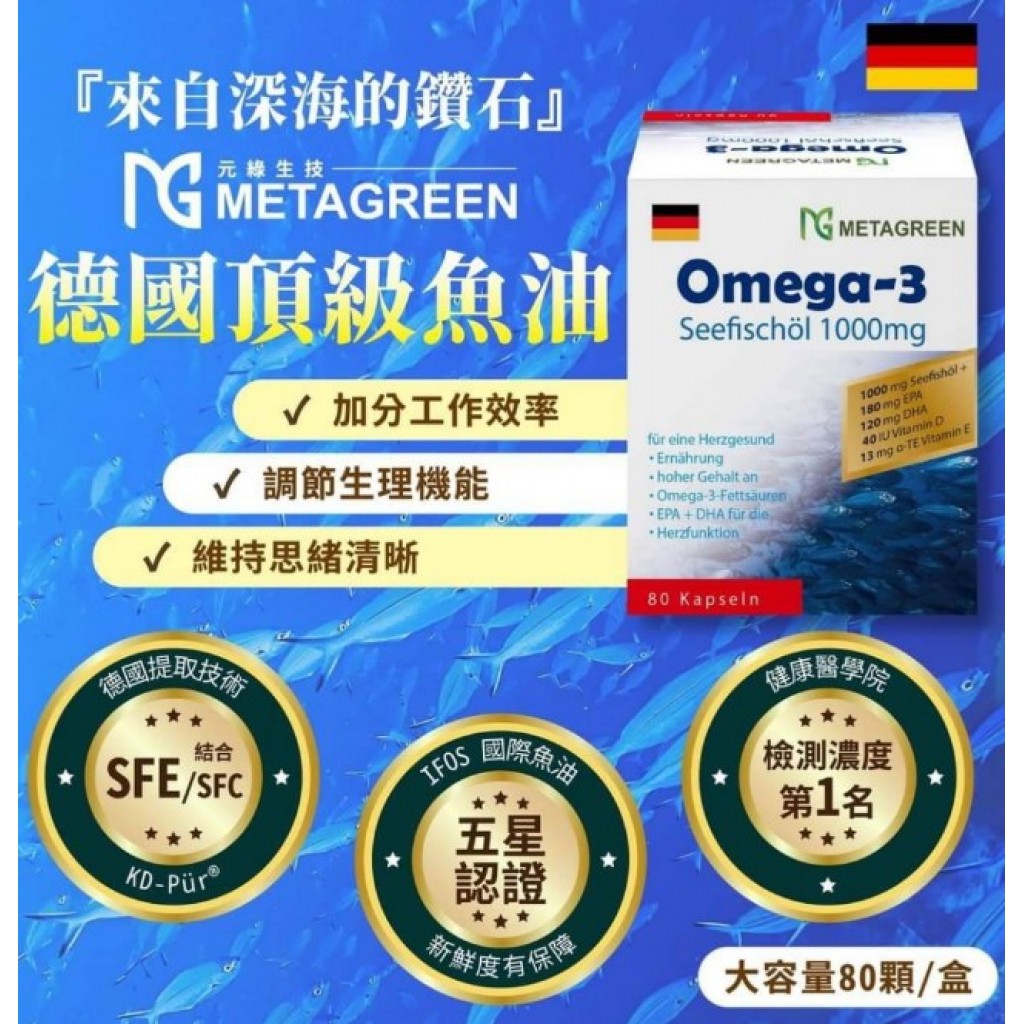 德國頂級魚油1000mg軟膠囊+維他命D (80粒) - 日本藥妝、必買好物代標、代買-FunGoGo日本代購